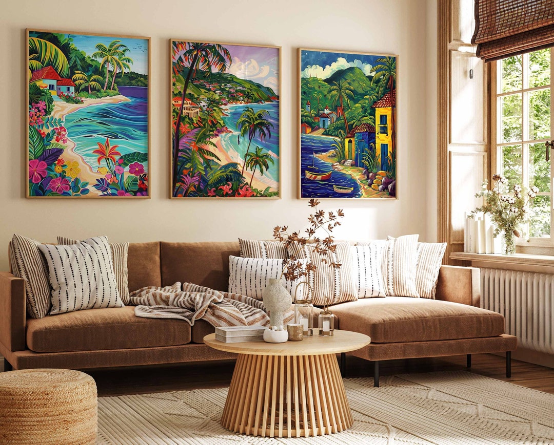 Set of 3 Caribbean Posters, Caribbean Travel Print, Caribbean Art ...