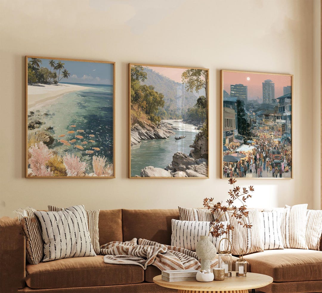 Set of 3 Bangladesh Posters, South Asia Travel Wall Art, Landscape ...