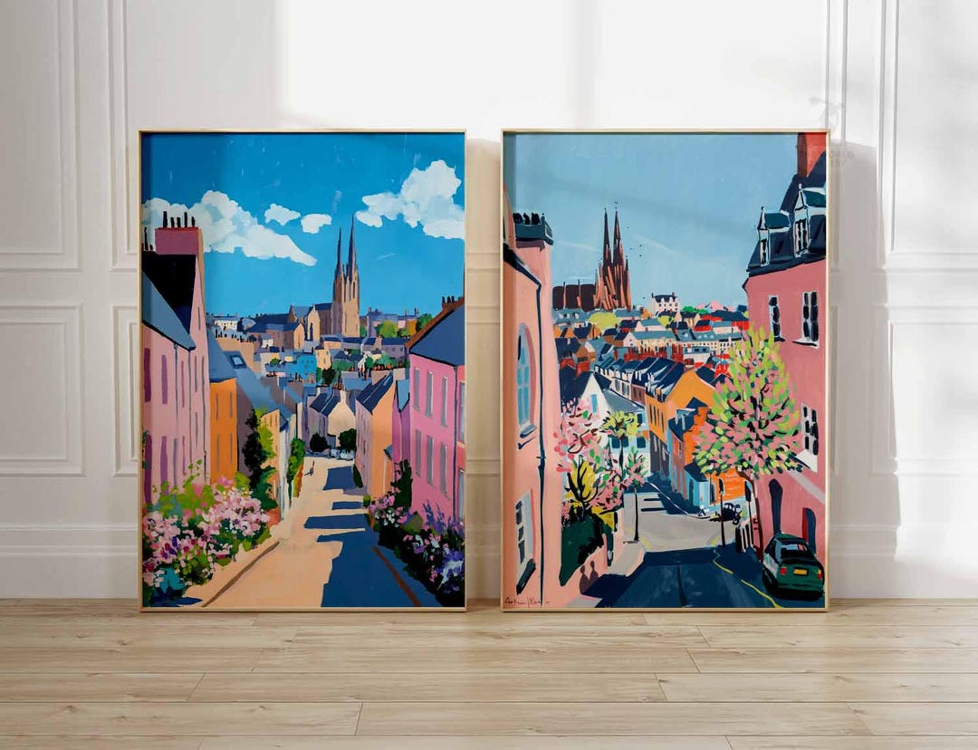 Drogheda Poster Set of 2, Ireland Travel Print, Vintage UK Wall Art ...