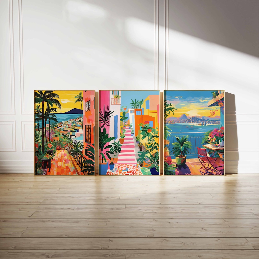 Set of 3 Rio De Janeiro Poster Set, Vintage Brazil Floral Prints ...