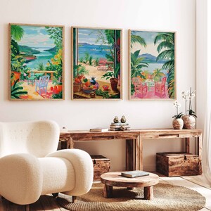 Set of 3 Caribbean Travel Posters, Vintage Caribbean Print, Tropical ...