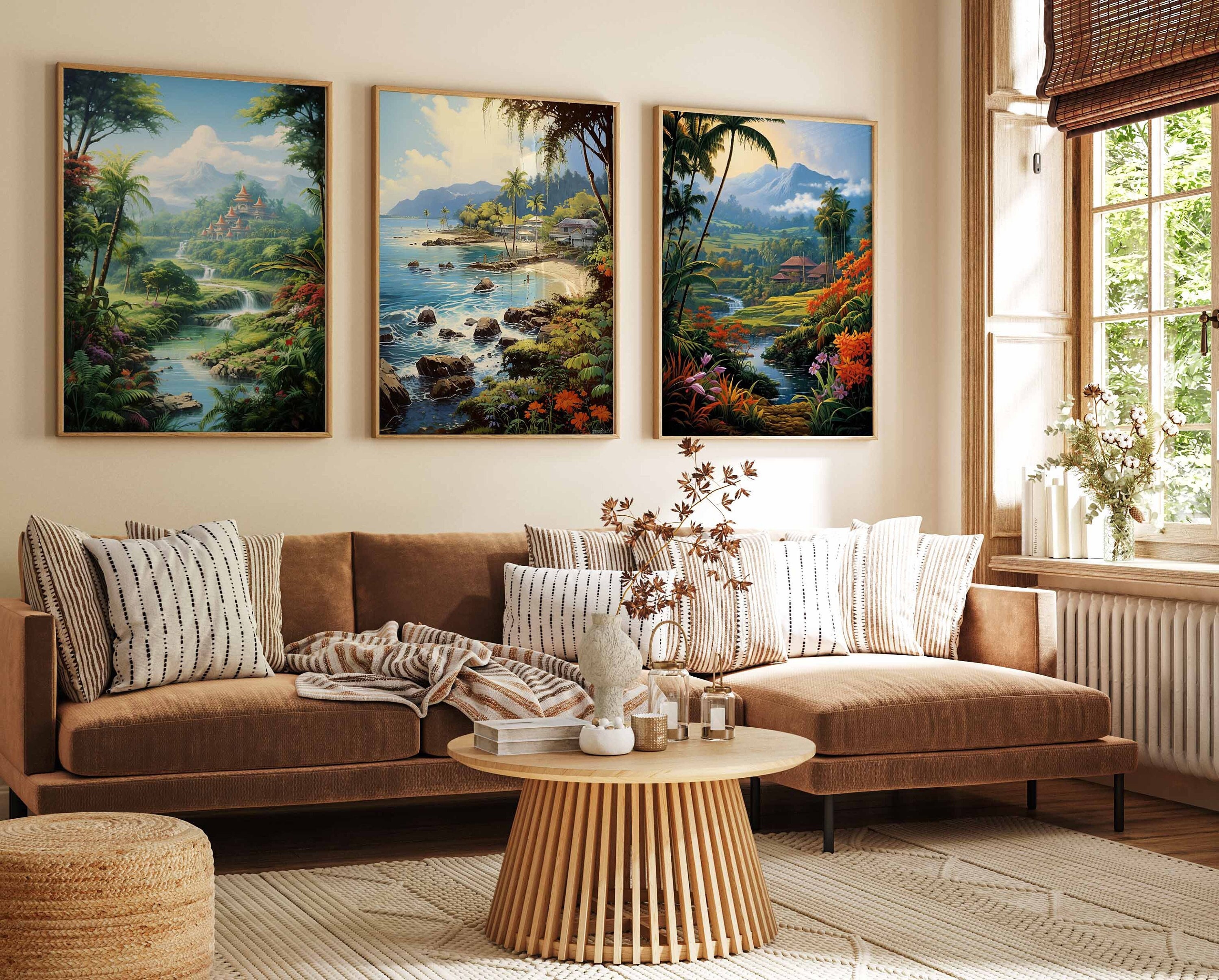 Set of 3 Indonesia Poster Set Vintage Indonesian Floral - Etsy