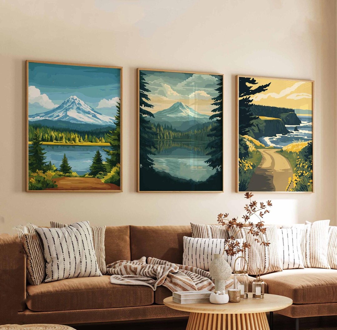 Set of 3 Oregon Posters, USA Travel Prints, Oregon Wall Art Sets ...