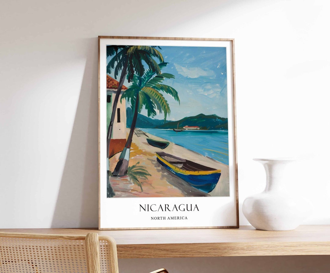 Nicaragua Poster, Nicaragua Tourism Decor, Nicaragua Wall Art, Managua ...