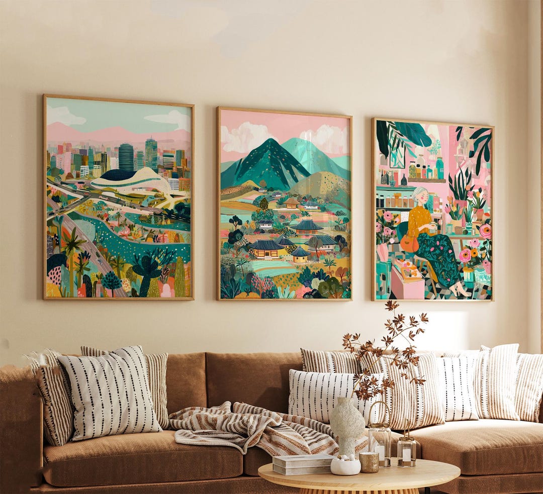 Set of 3 Korea Posters, Asian Travel Wall Art, City and Landscape Print ...