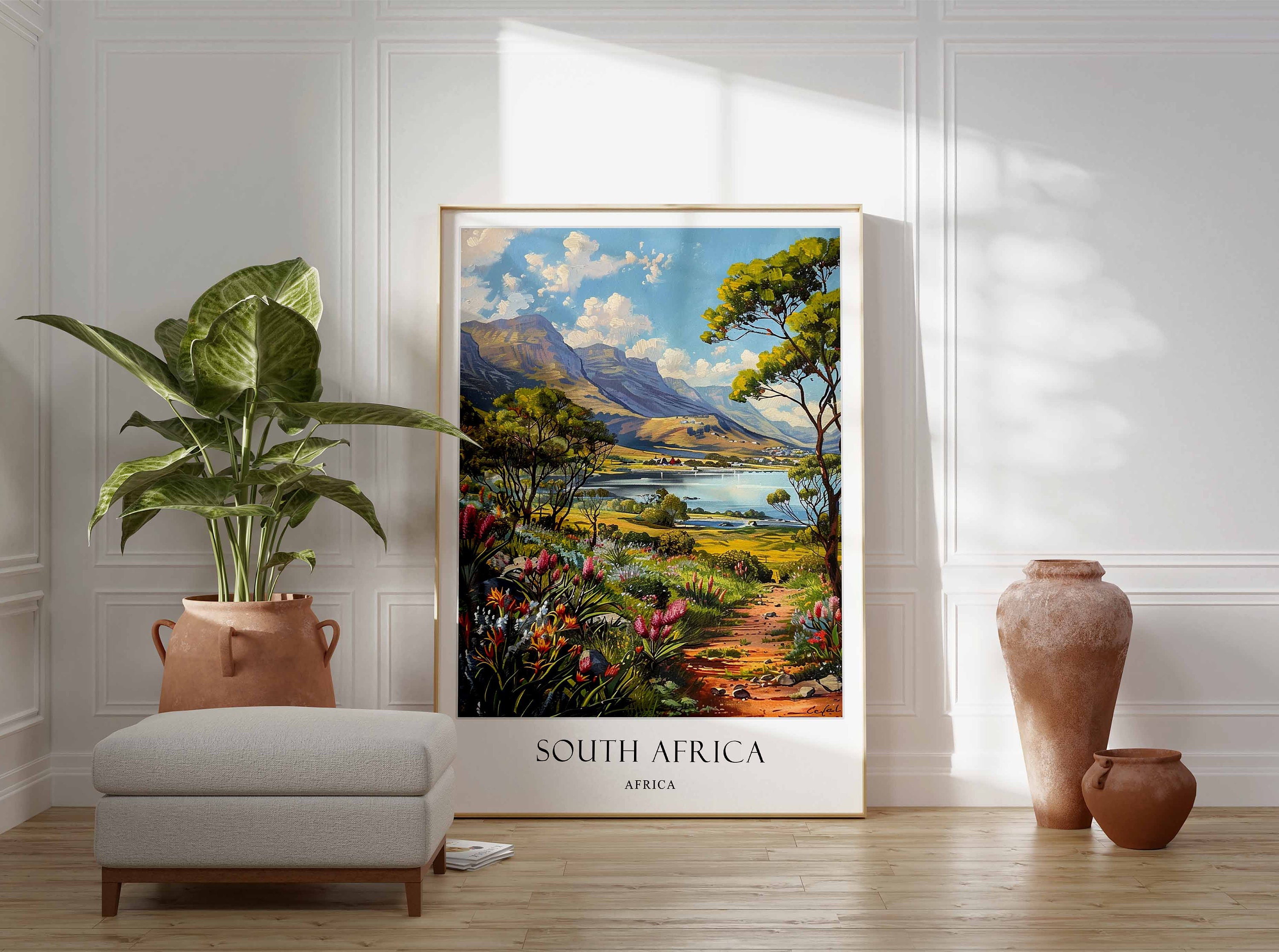South Africa Poster, African Wildlife Decor, Table Mountain Wall Art ...