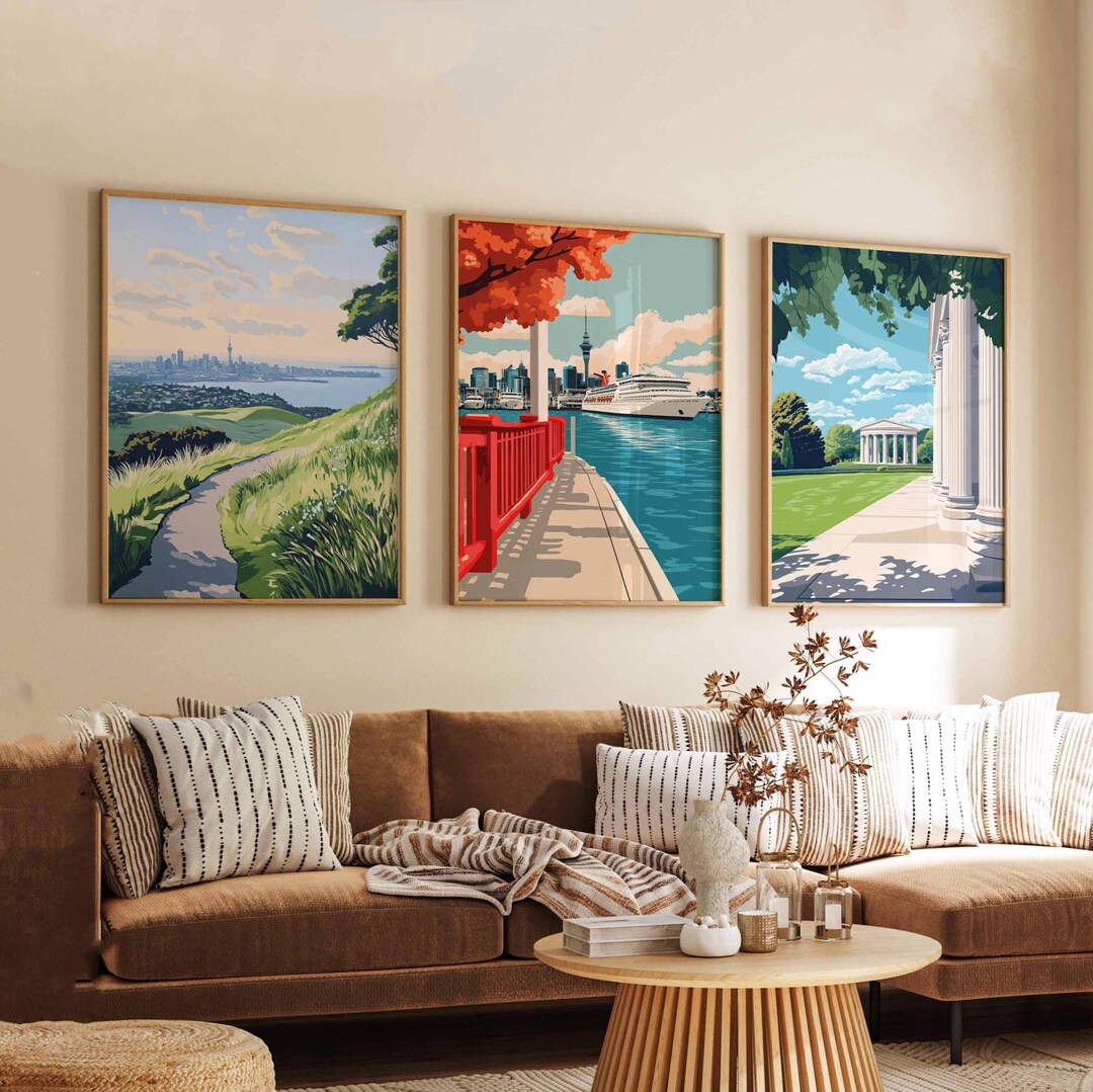 Set of 3 Auckland Posters, New Zealand Travel Posters, City Skyline ...