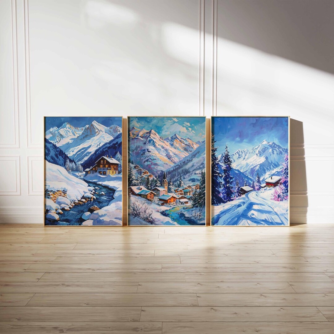 Set of 3 Val Thorens Posters, Ski Posters, Winter Posters, Mountain ...