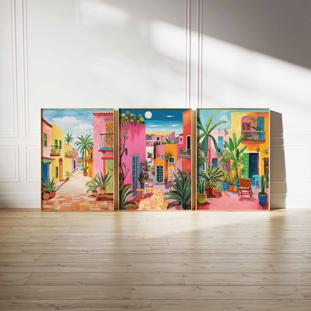 Set of 3 Mexican Poster Set, Vintage Mexican Floral Prints, Indigenous ...