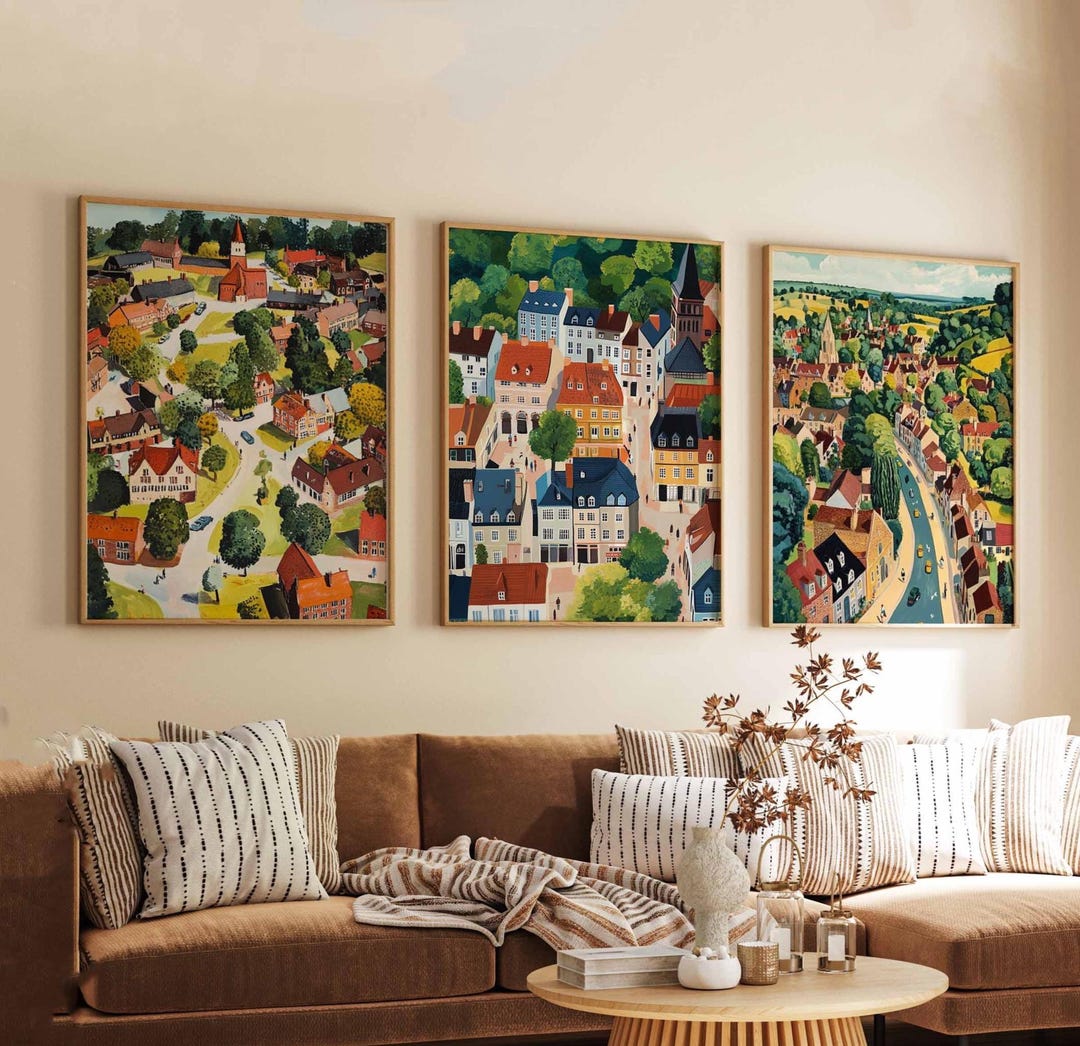 Set of 3 Warwick Posters, UK Travel Prints, Historic Town Wall Art Sets ...