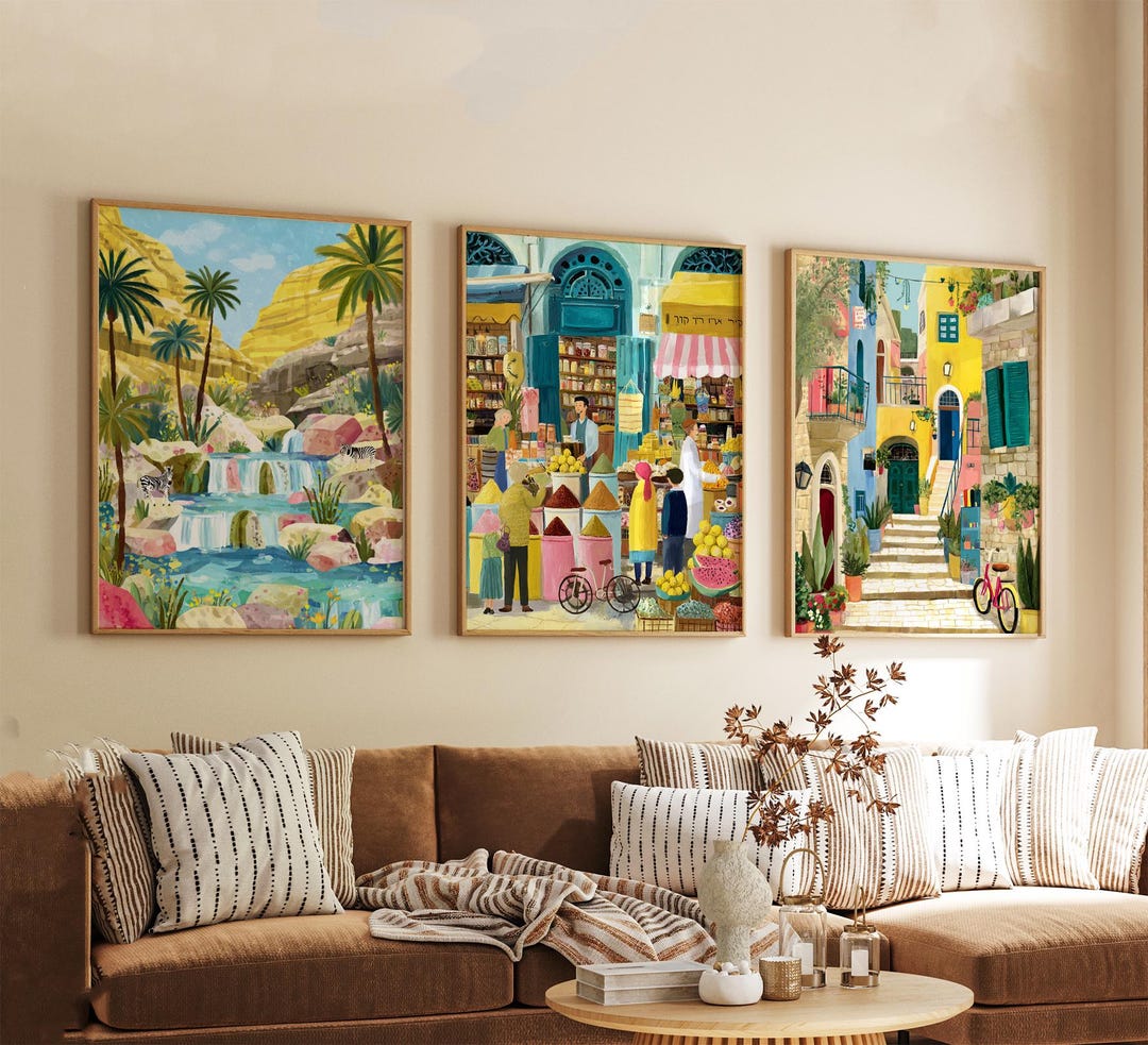 Set of 3 Israel Posters, Middle East Travel Wall Art, Landscape Print ...