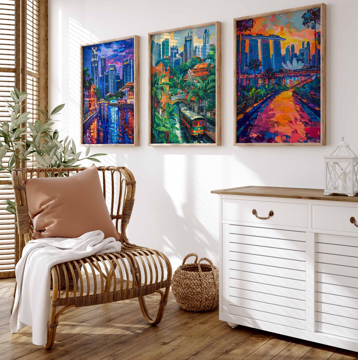 Set of 3 Singapore Poster Set, Singapore Travel Prints, Singapore Art ...