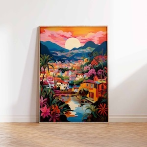 Colombia Travel Poster, Latin American Decor, Colombian Print, Floral ...