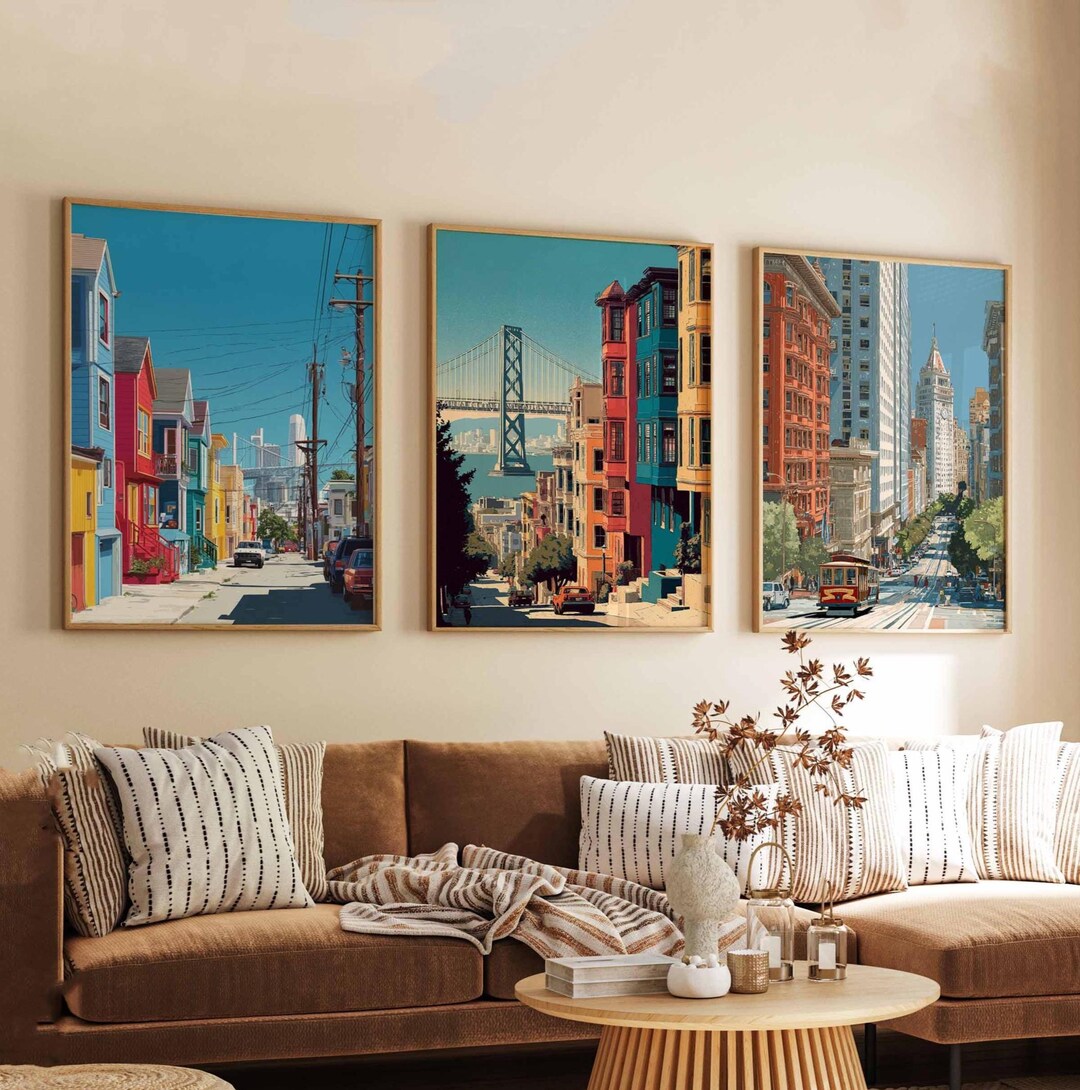 Set of 3 San Francisco Posters, California Travel Prints, Golden Gate ...