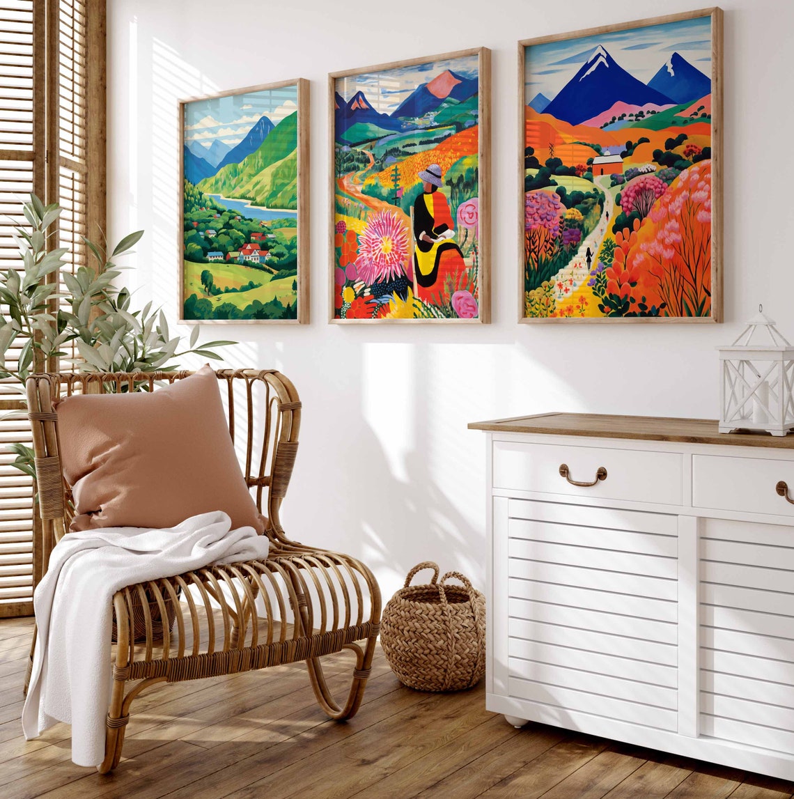 Set of 3 Chile Prints, Vintage Chile Floral Posters, Indigenous Art ...