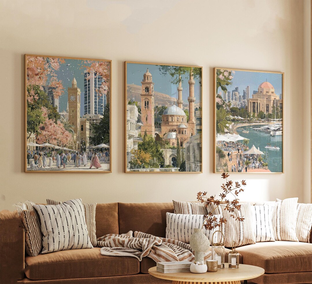 Set of 3 Beirut Posters, Lebanon Travel Wall Art, Mediterranean City ...