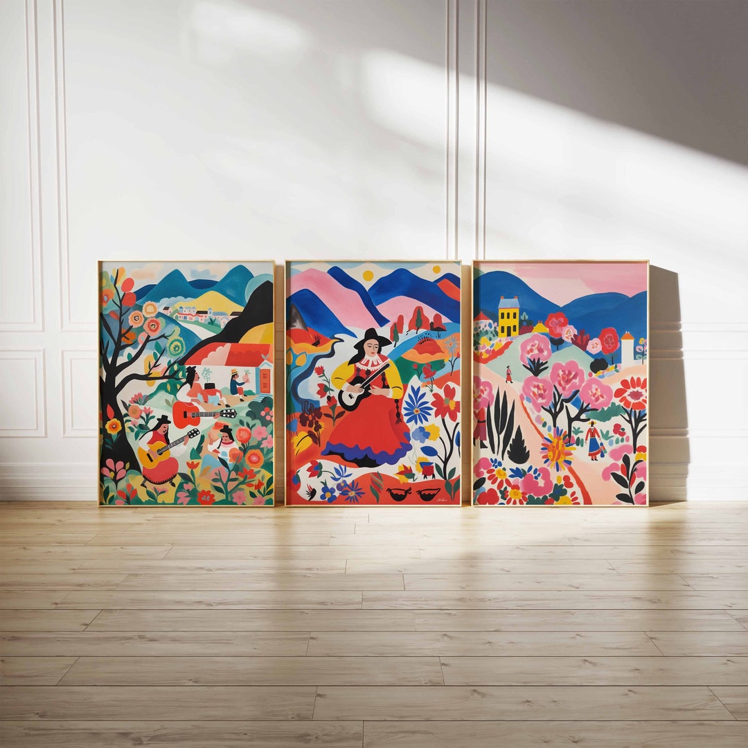 Set of 3 Chile Posters, Vintage Chilean Floral Prints, Indigenous Art ...