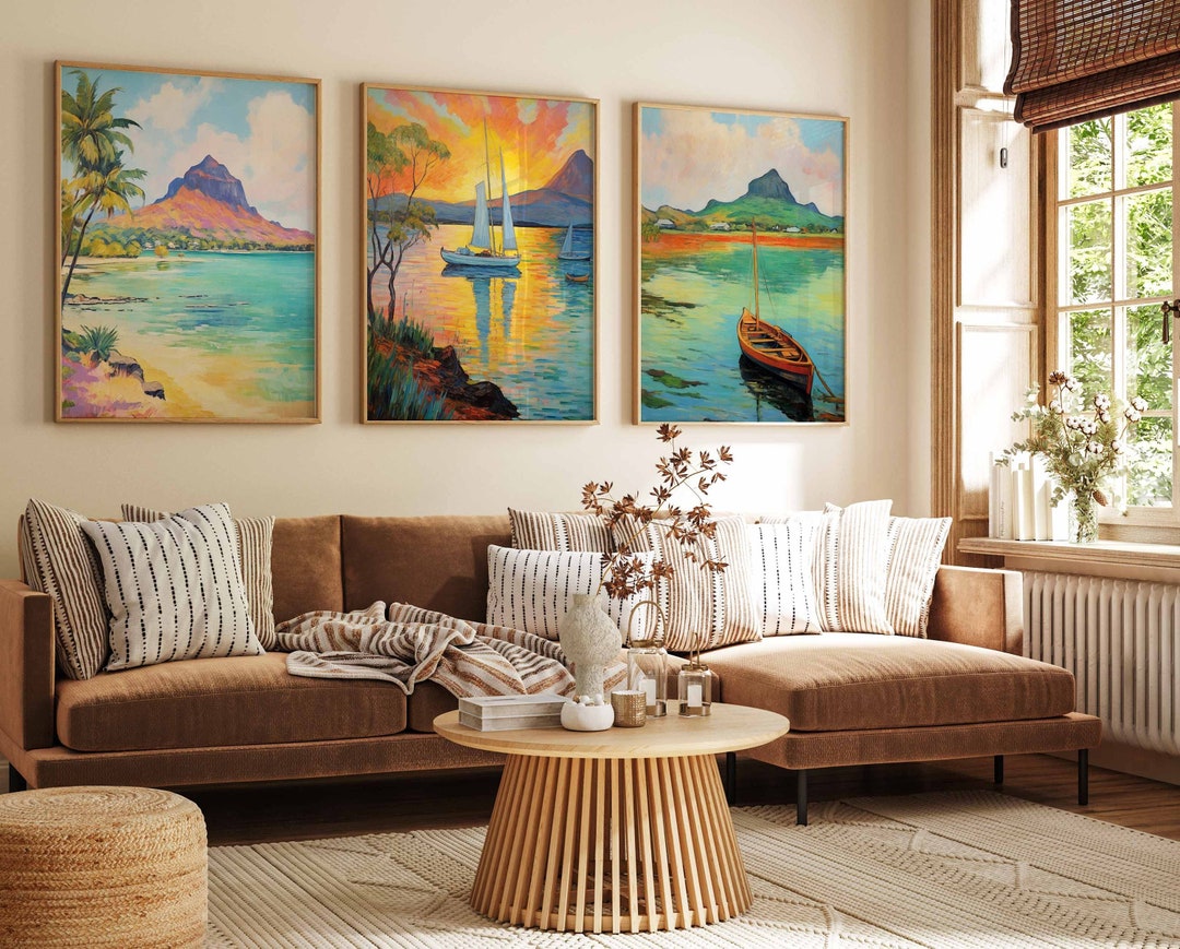Set of 3 Mauritius Posters, Mauritius Travel Prints, Floral Wall Decor ...