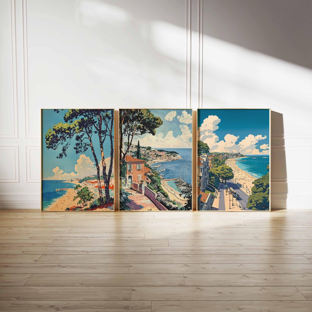 Set of 3 Bournemouth Poster, UK Poster, Beach Poster, Coastal Decor ...