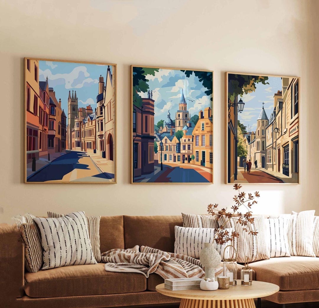 Set of 3 Oxford Posters, England Travel Prints, Historic City Wall Art ...