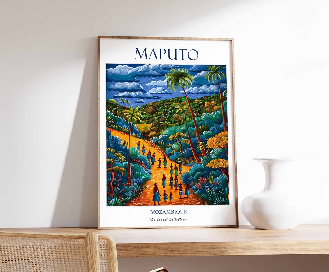 Maputo Poster, Mozambique Poster, Maputo Travel Poster, African Travel Print, Mountain Travel ...