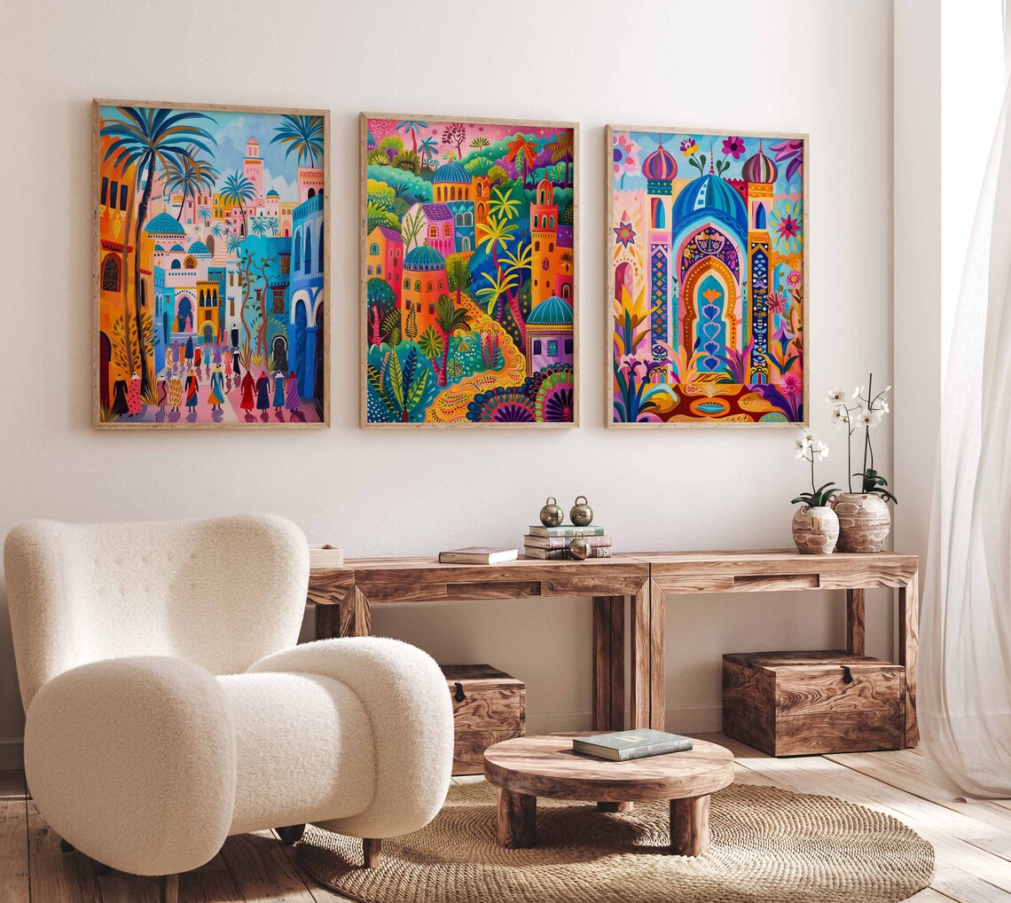 Set of 3 Morocco Posters, Moroccan Travel Prints, Islamic Travel Art ...
