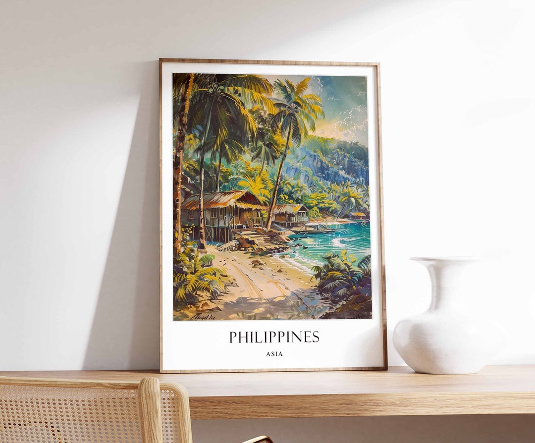 Philippines Poster, Southeast Asia Travel Decor, Tropical Beach Wall ...