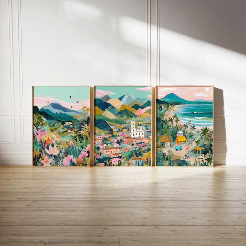 Set of 3 Ecuador Posters, South America Travel Wall Art, Mountain ...