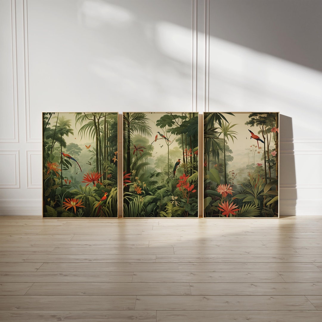 Vintage Botanical Poster Set, Set of 3 Floral Posters, Henri Rousseau ...