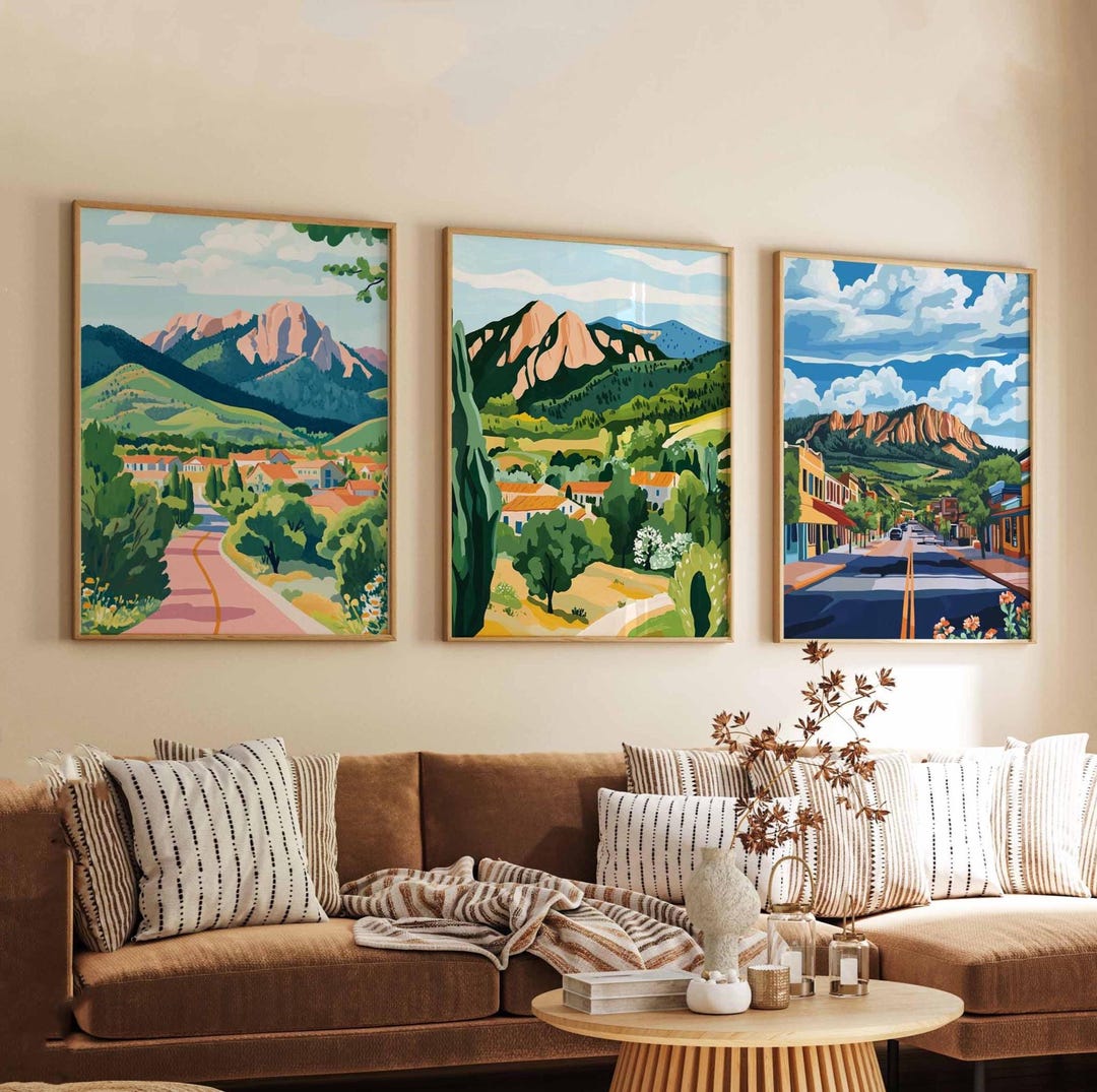 Set of 3 Boulder Posters, Colorado Wall Art Prints, Boulder Travel ...