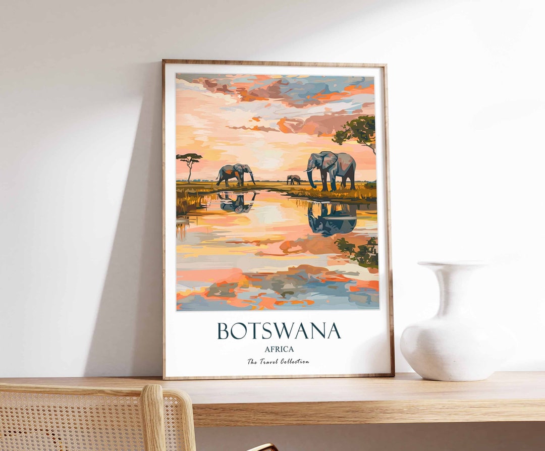 Botswana Poster, Africa Poster, Safari Travel Poster, Travel Poster ...