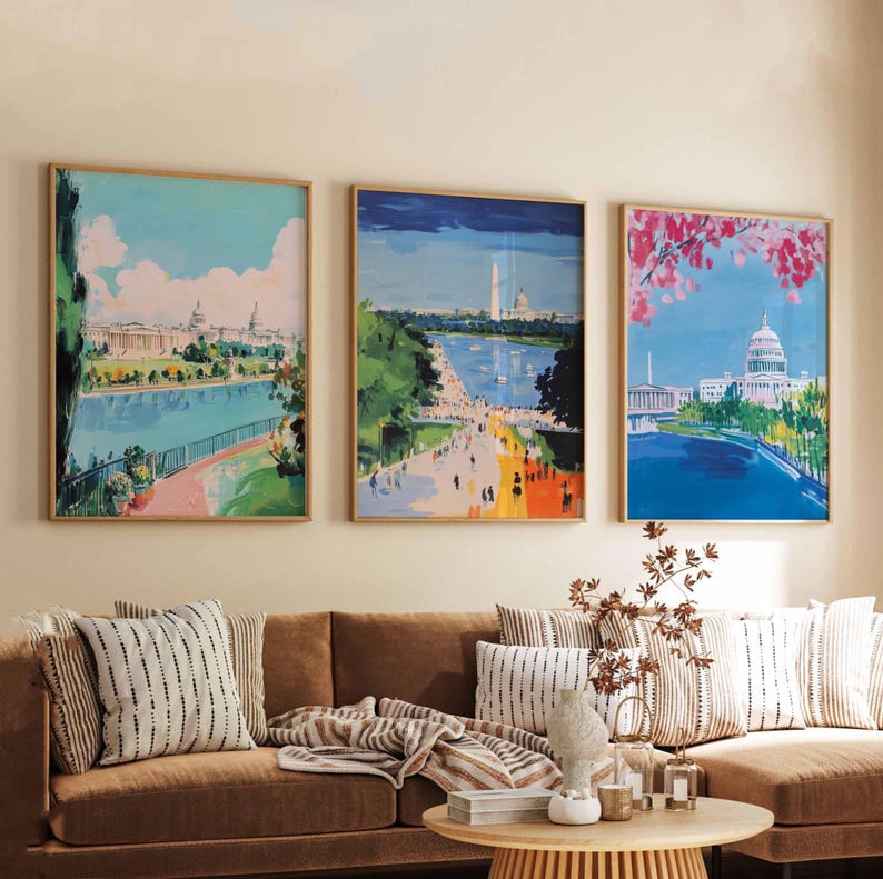 Set of 3 Washington DC Posters, USA Travel Prints, Capitol Wall Art ...
