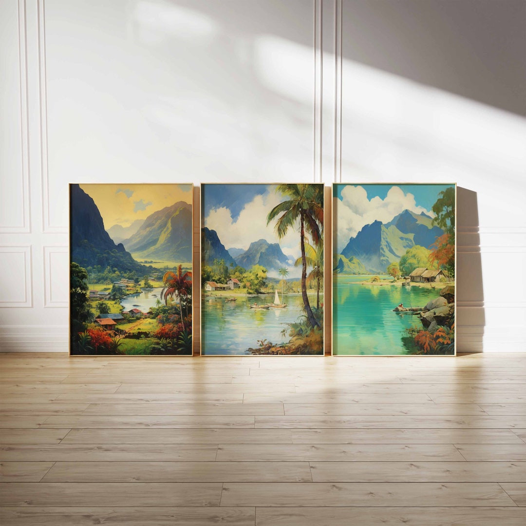 Set of 3 Philippines Poster Set, Vintage Filipino Floral Prints ...