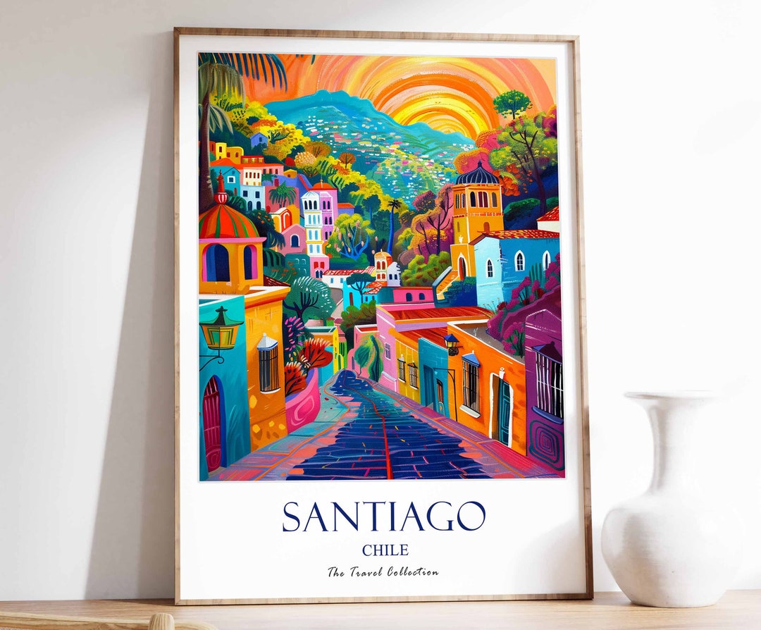 Santiago Poster, Santiago Travel Print, Chile Travel Art, Tropical ...