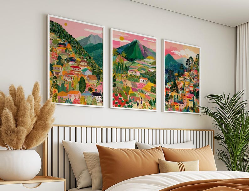 Baguio Philippines Poster Set of 3, Vintage Inspired Mountain Landscape ...