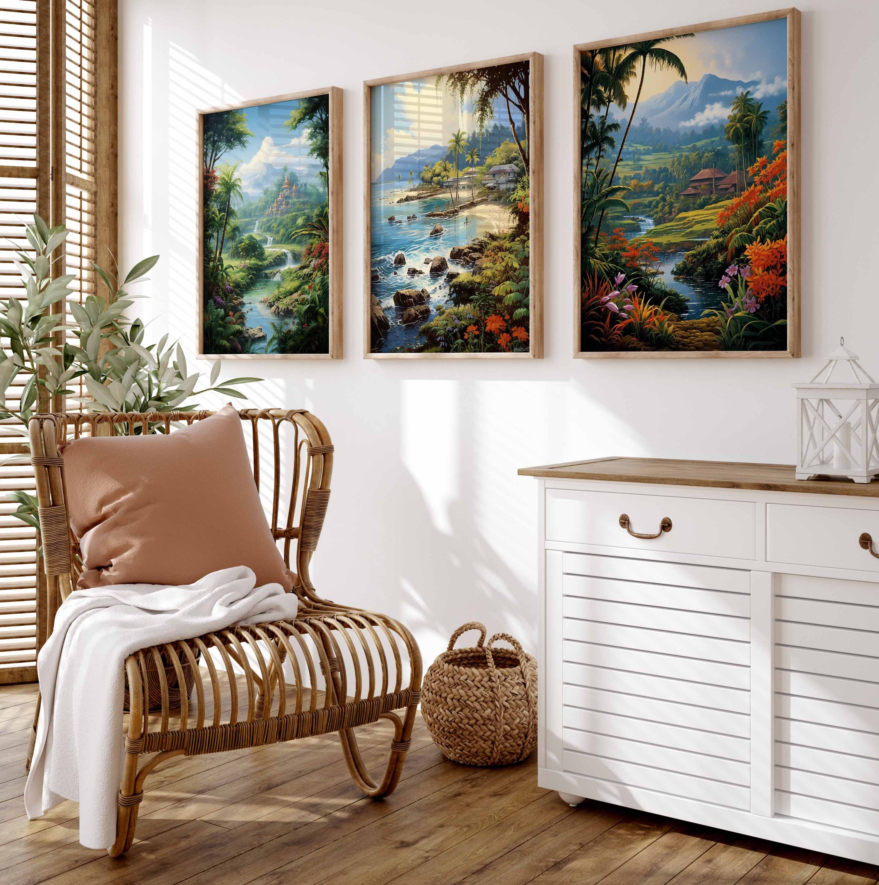 Set of 3 Indonesia Poster Set Vintage Indonesian Floral - Etsy