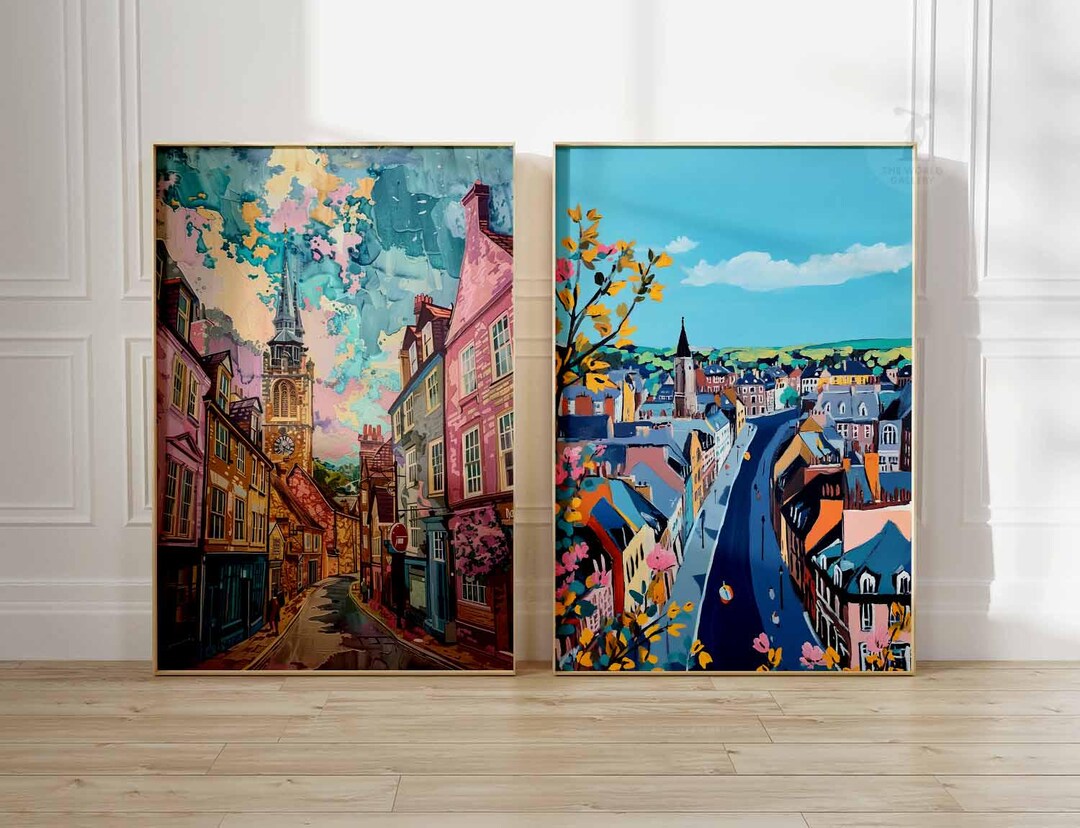 Set of 2 Northampton Posters, England Travel Prints, UK City Wall Art ...
