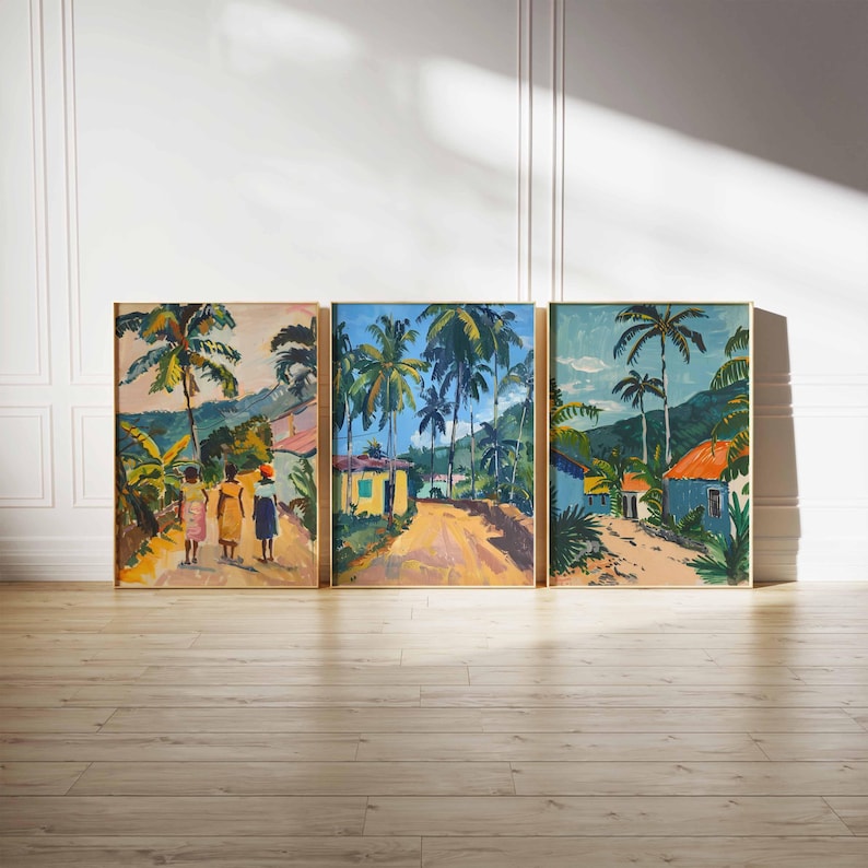 Set of 3 Haiti Posters, Haiti Travel Prints, Caribbean Wall Art Set ...