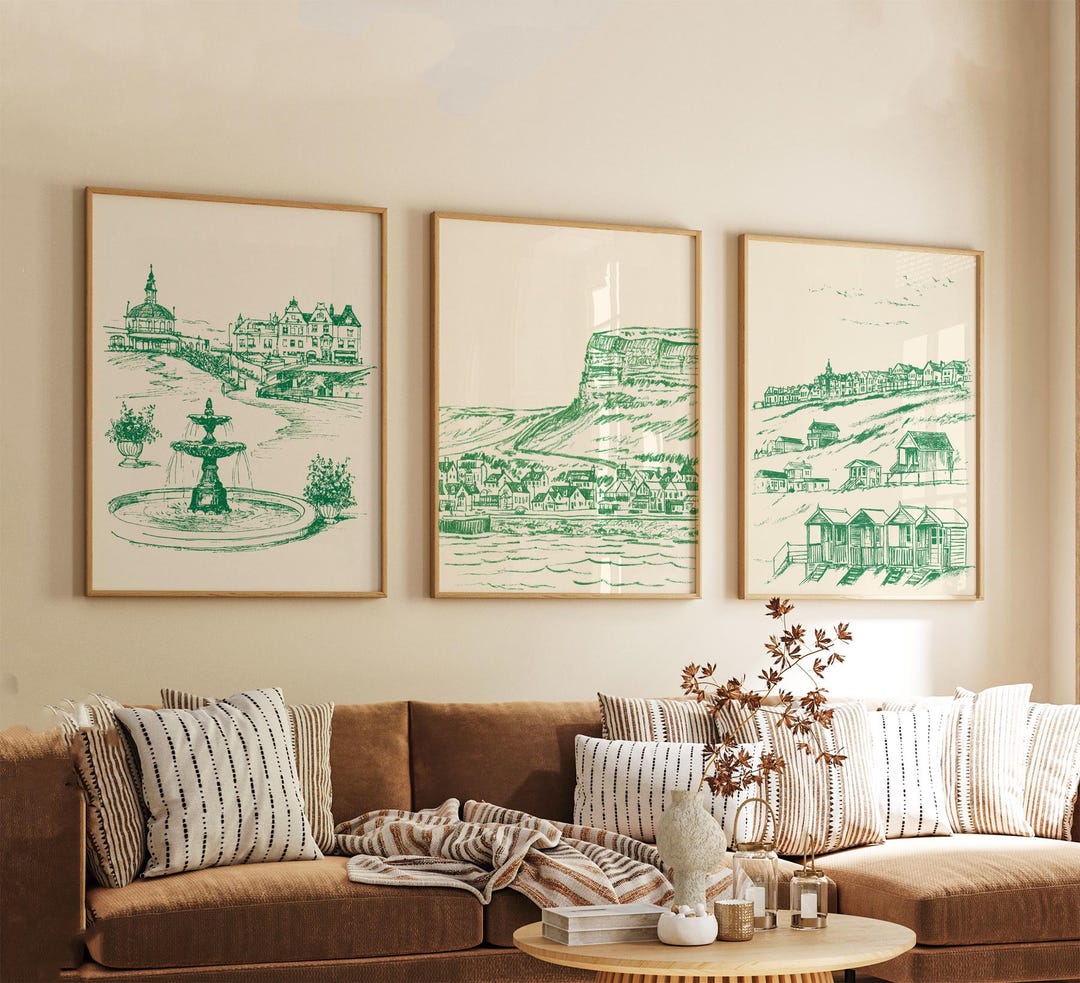 Set of 3 Saltburn-by-the-sea Posters, UK Coastal Wall Art, Seaside ...