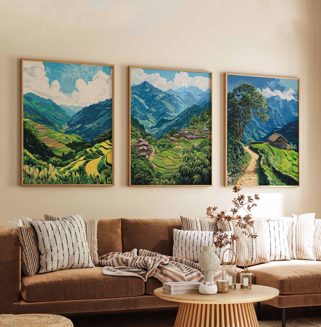Set of 3 Sapa Posters, Sapa Prints, Vietnam Travel Posters, Sapa Wall ...