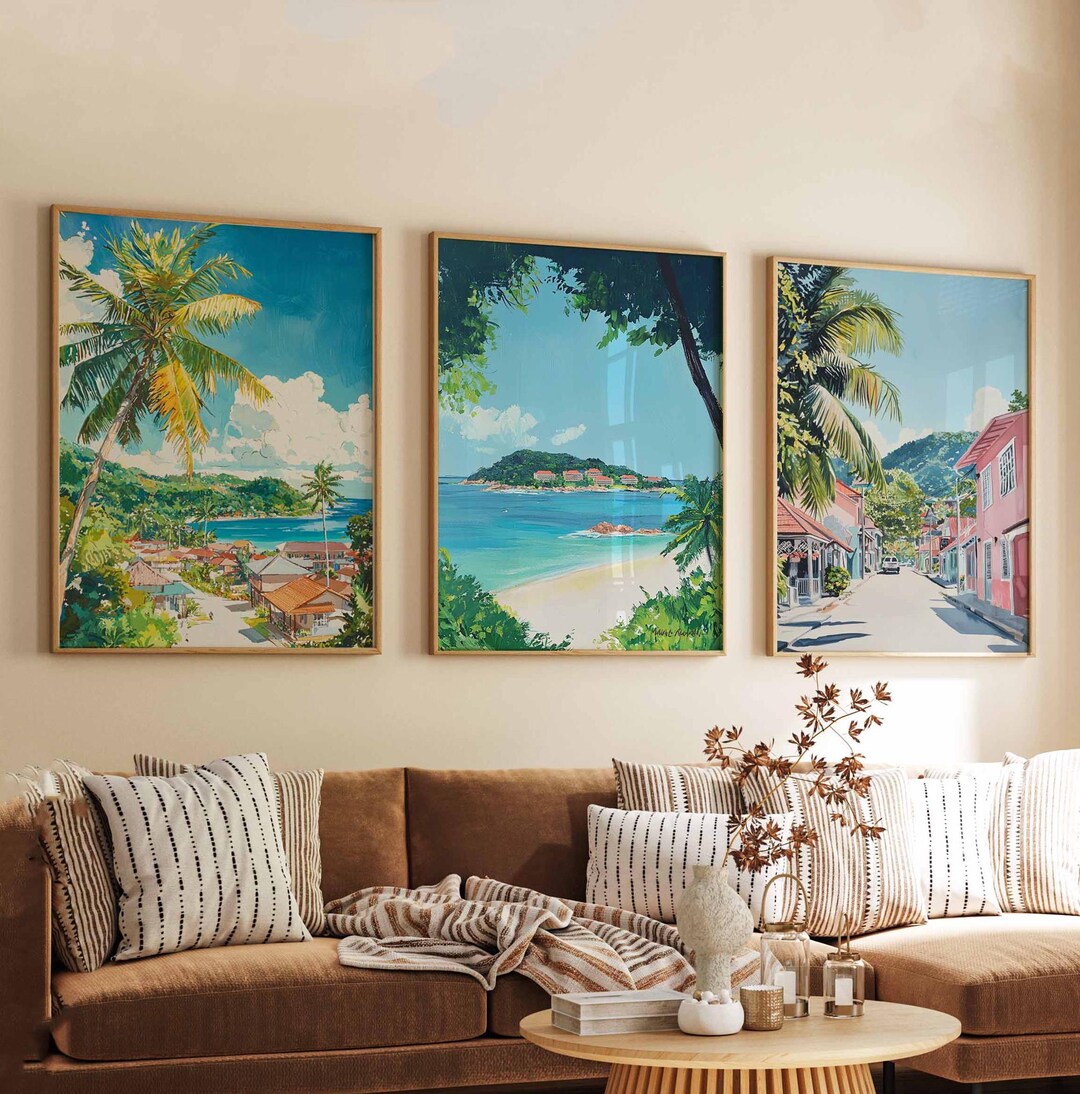 Set of 3 Seychelles Posters, Island Travel Prints, Seychelles Wall Art ...