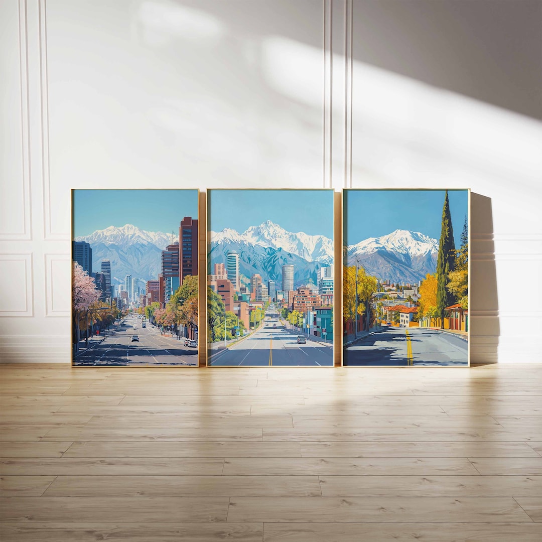 Set of 3 Chile Poster Set, Vintage Chile Art Set, Chile Poster, South ...