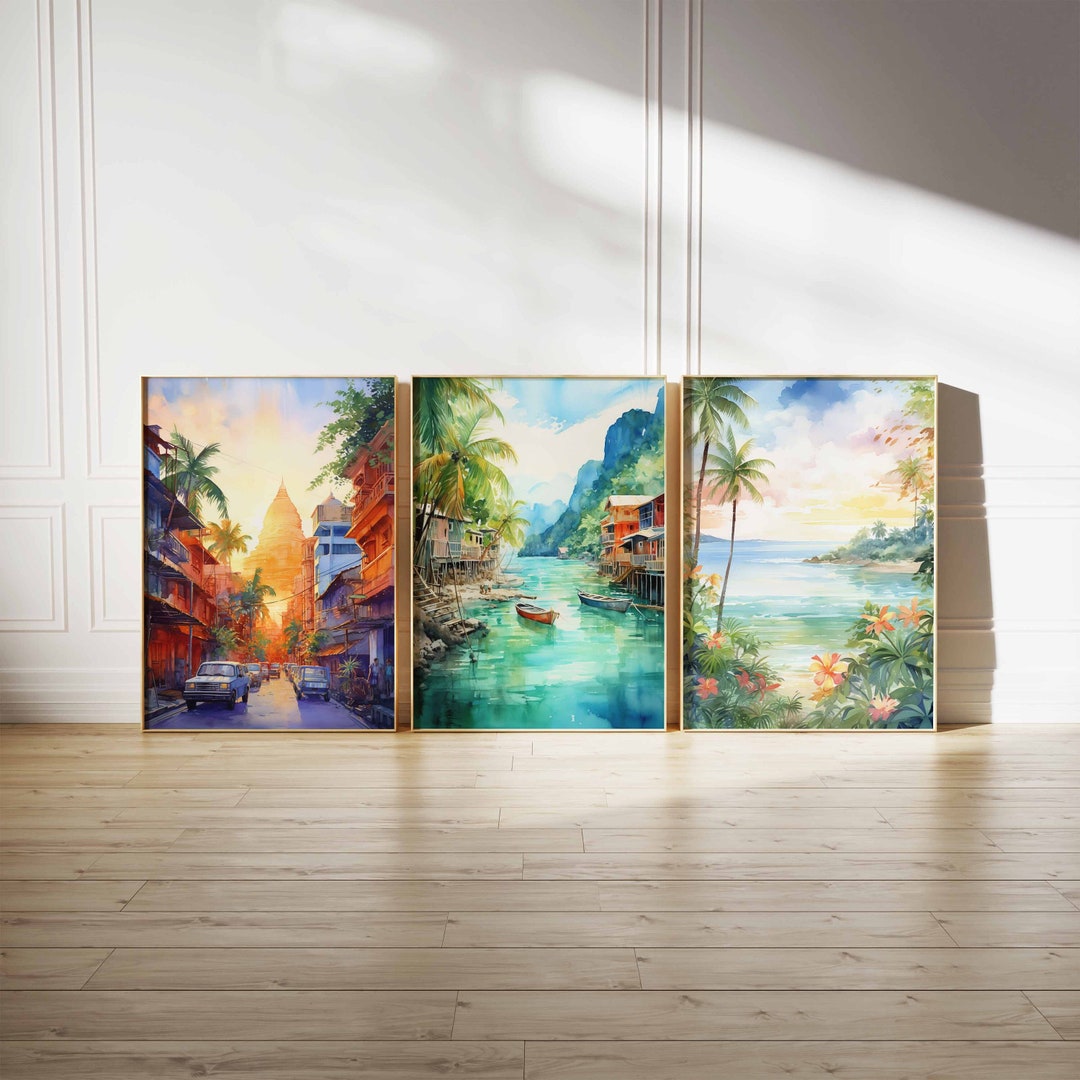 Set of 3 Philippines Poster Set, Vintage Filipino Floral Prints ...