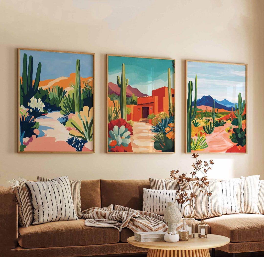 Set of 3 Phoenix Posters, Arizona Travel Prints, USA Desert Wall Art ...