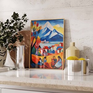 Chile Art Print, Vintage Chilean Floral Poster, Indigenous Art, Folk ...