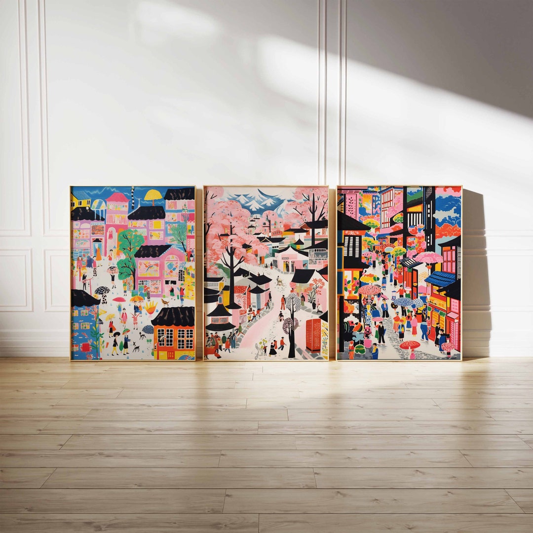 Set of 3 Japanese Poster Set, Vintage Japan Floral Prints, Asian Wall ...