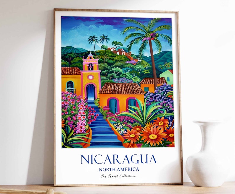 Nicaragua Print, Nicaragua Travel Poster, North America Travel Poster ...