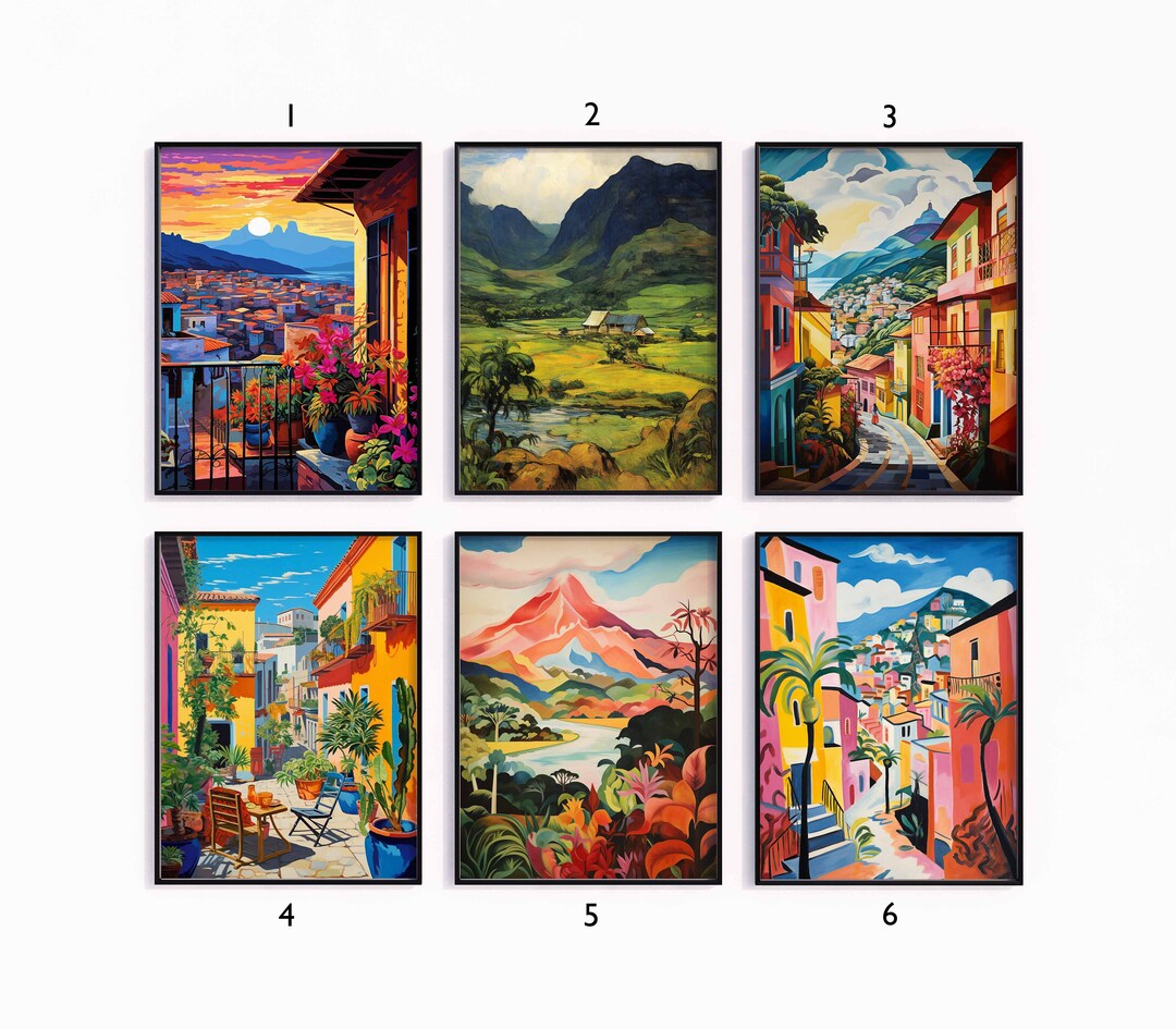 Ecuador Poster Set, Latin Travel Prints, Floral Art, South American ...