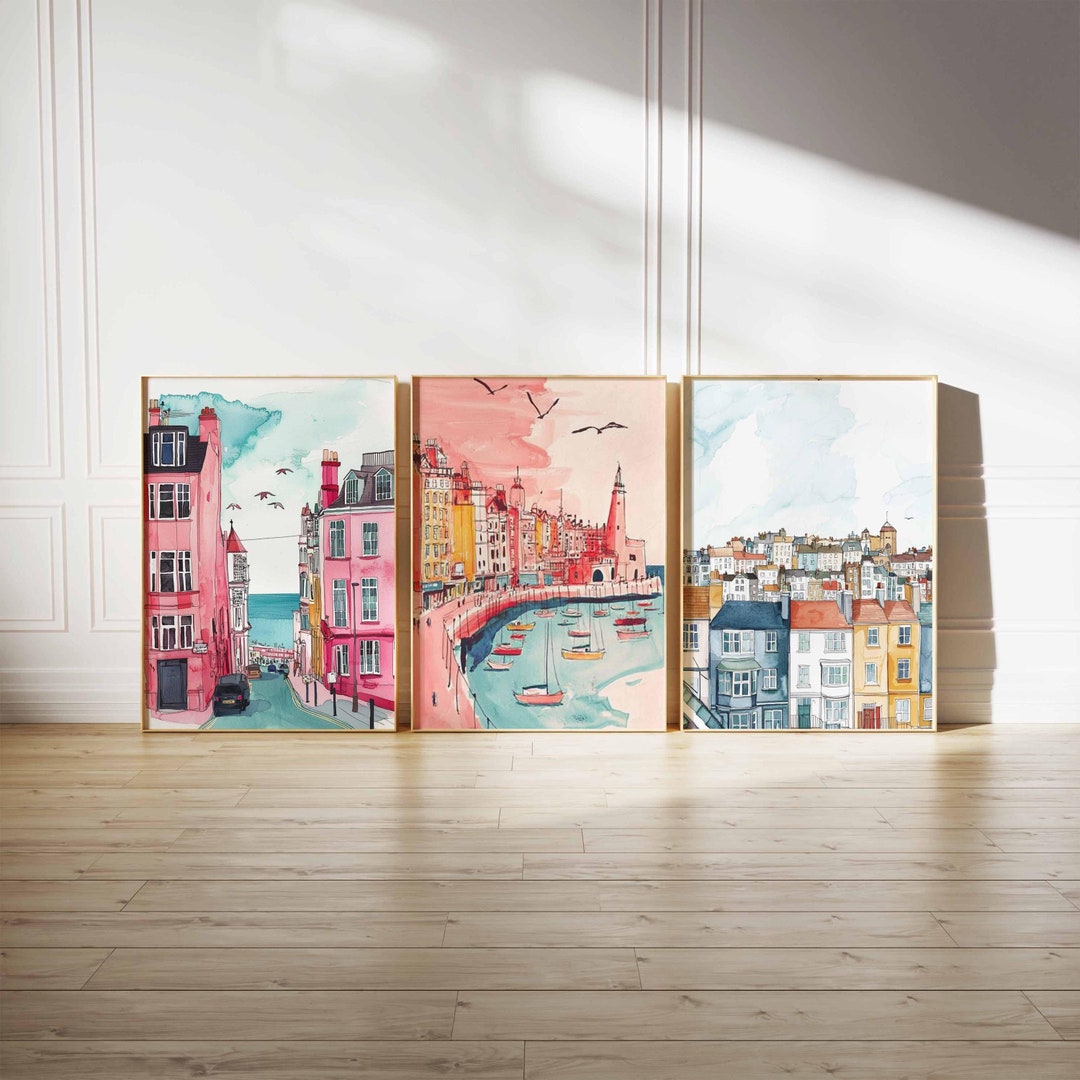 Set of 3 Brighton Poster, UK Poster, Seaside Poster, Beach Poster ...