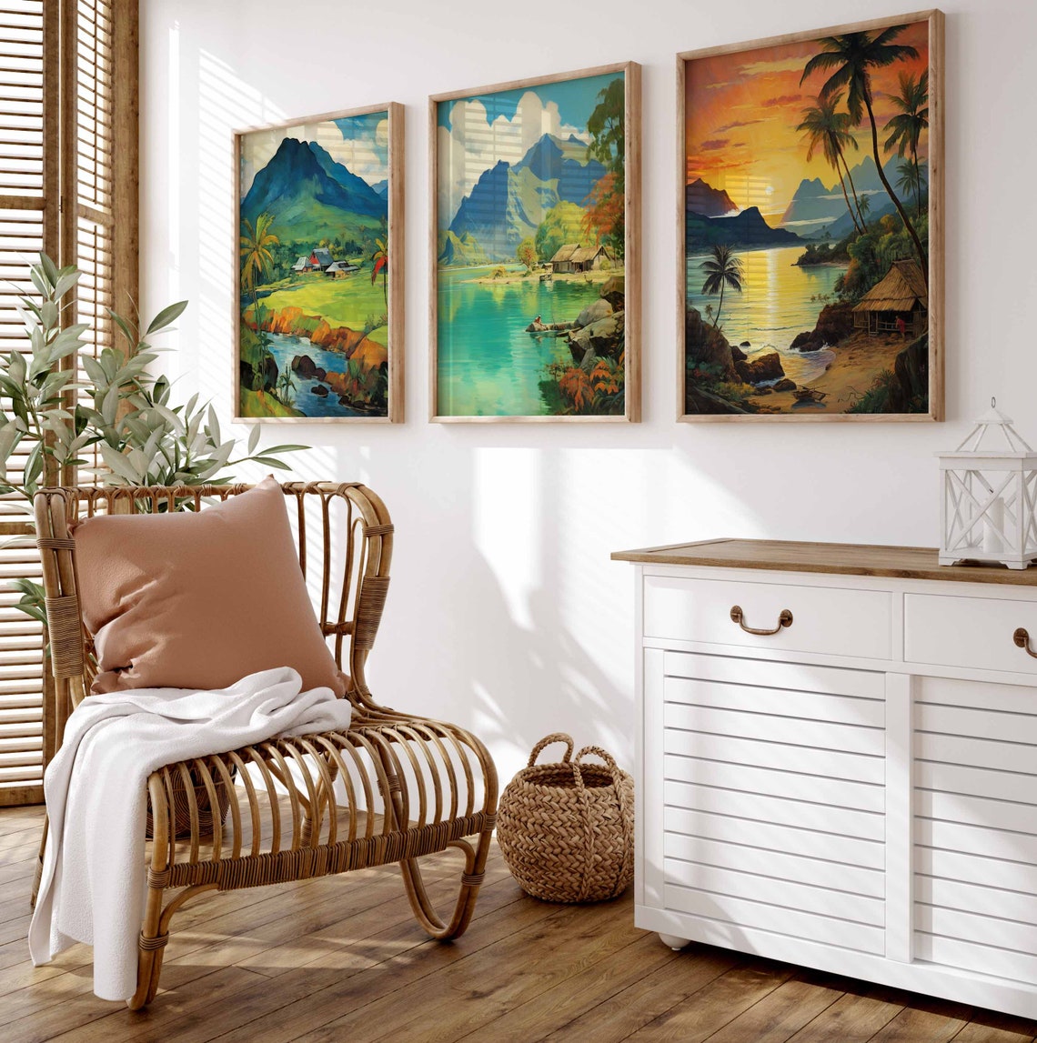 Set of 3 Philippines Poster Set, Vintage Filipino Floral Prints ...